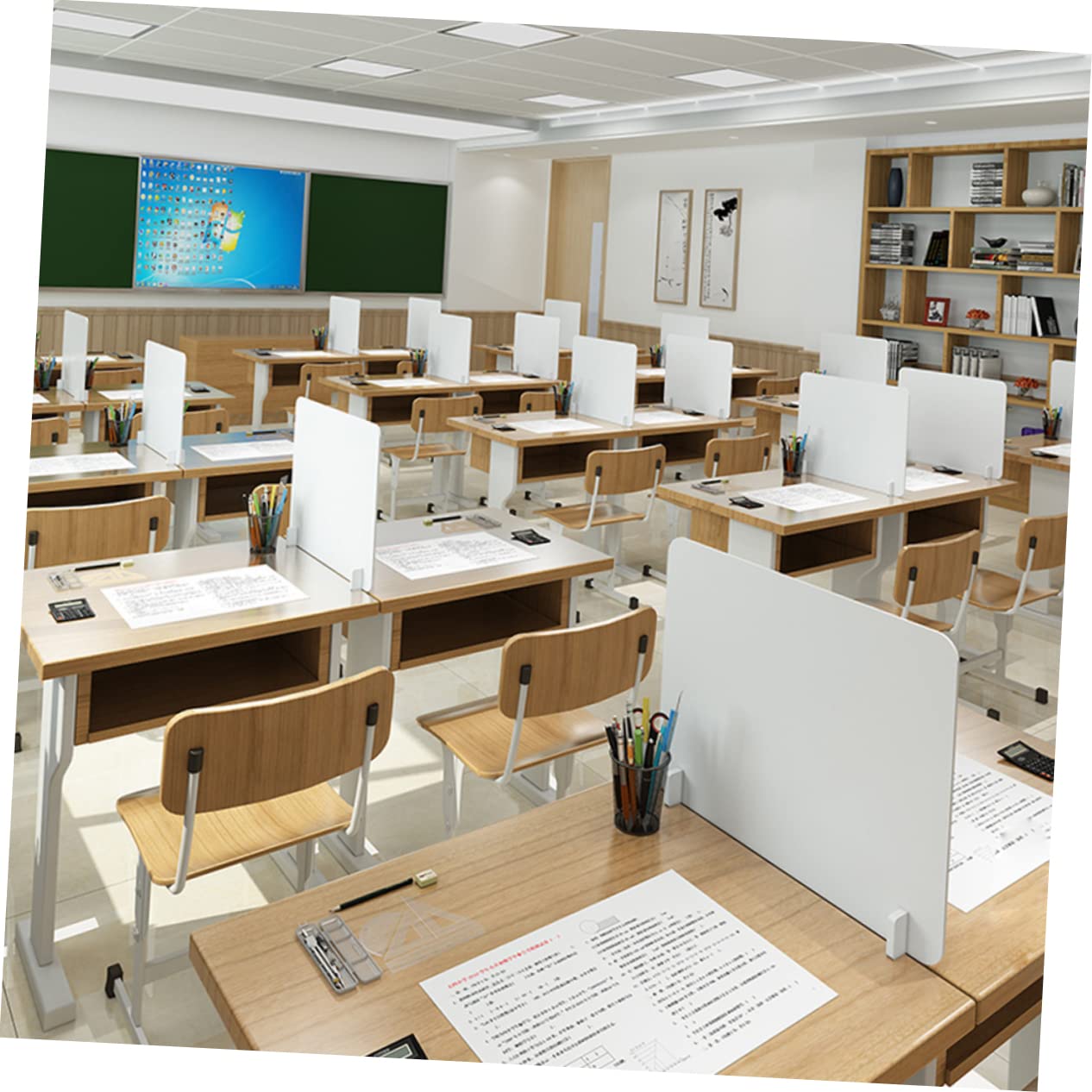 NUOBESTY 3pcs Guard Separate Board Table Privacy Board Desk Hutch Desk Separator Panel Acrylic Desk Panels Clapboard Board Table Desk Acrylic Table Partition Divider White Office