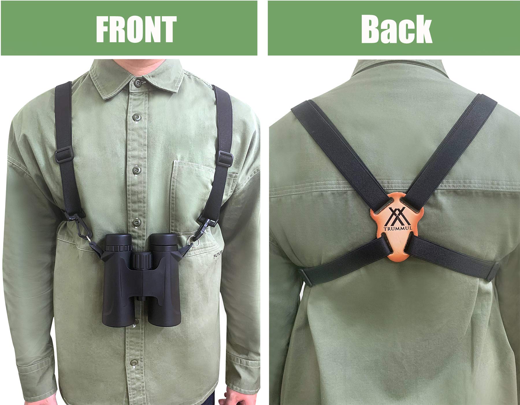 Trummul Binocular Harness Strap Best Chest Harness Strap for Hunters Photographers and Golfers Upgraded Version(Black)