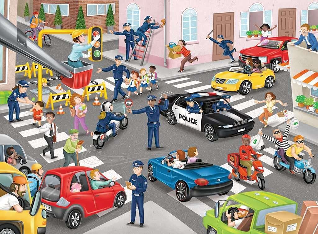 Ravensburger 10401 Police Patrol, 100 Piece Puzzle for Kids, Every Piece is Unique, Pieces Fit Together Perfectly Multi, 19.5" x 14.25"