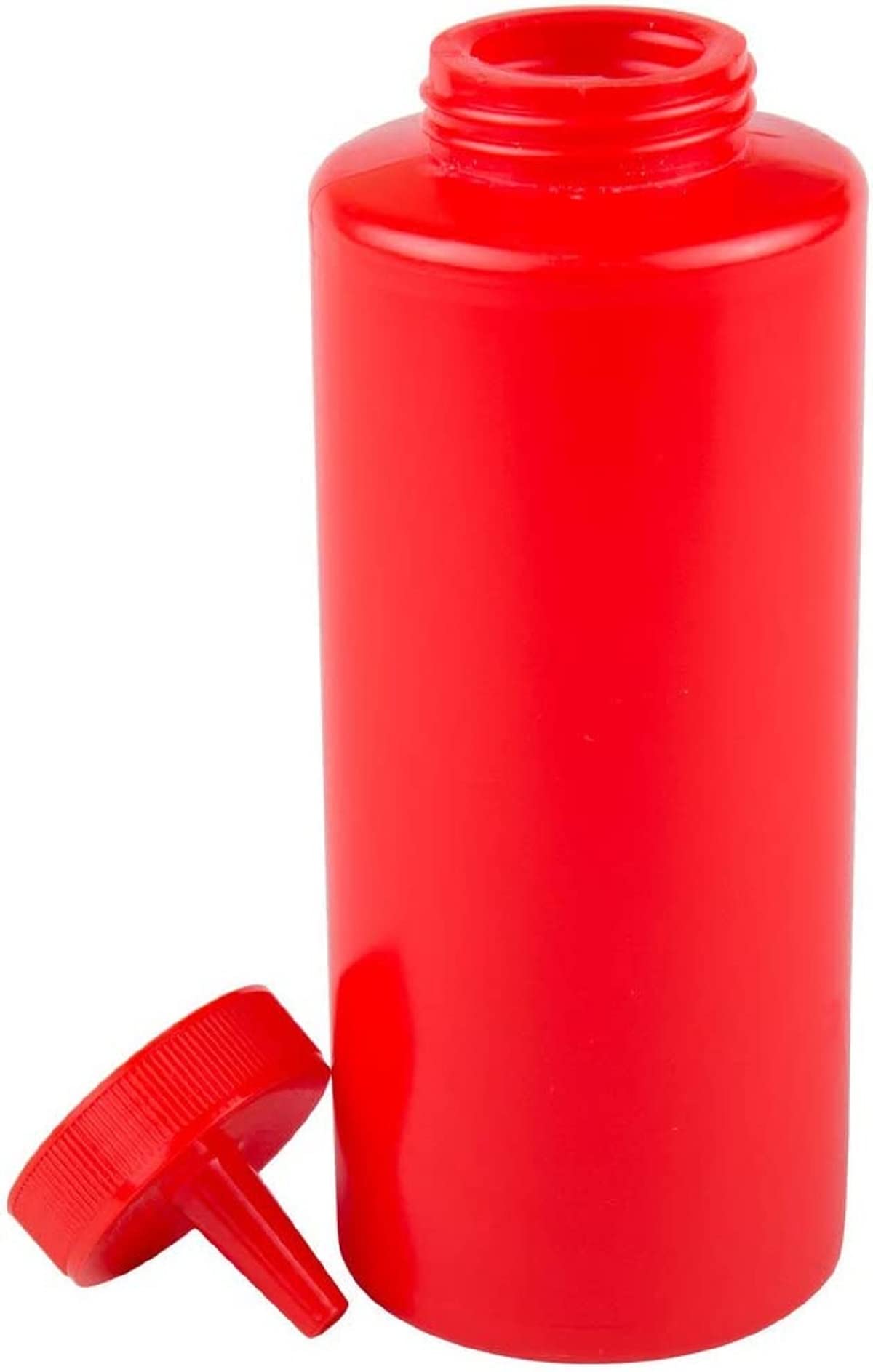 TrueCraftware-Set of 12 Squeeze Condiment Dispensing Bottles 12 oz Red- Plastic Squeeze Bottle For Sauces Spreads Ketchup Mustard Mayo Hot sauces and Olive oil
