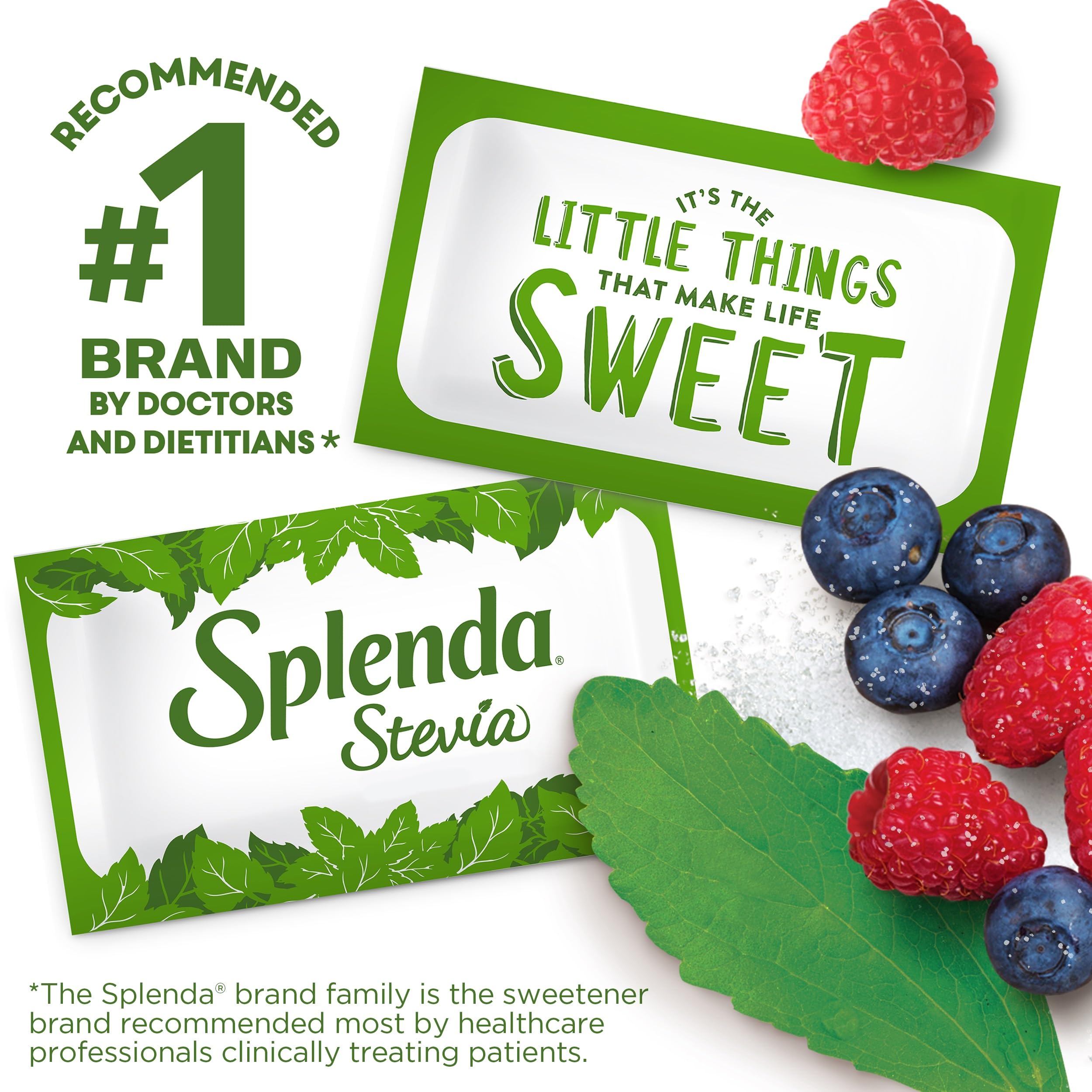 SPLENDA Stevia Zero Calorie Sweetener, Plant Based Sugar Substitute Granulated Powder, Single Serve Packets, 500 Count (Pack of 1)