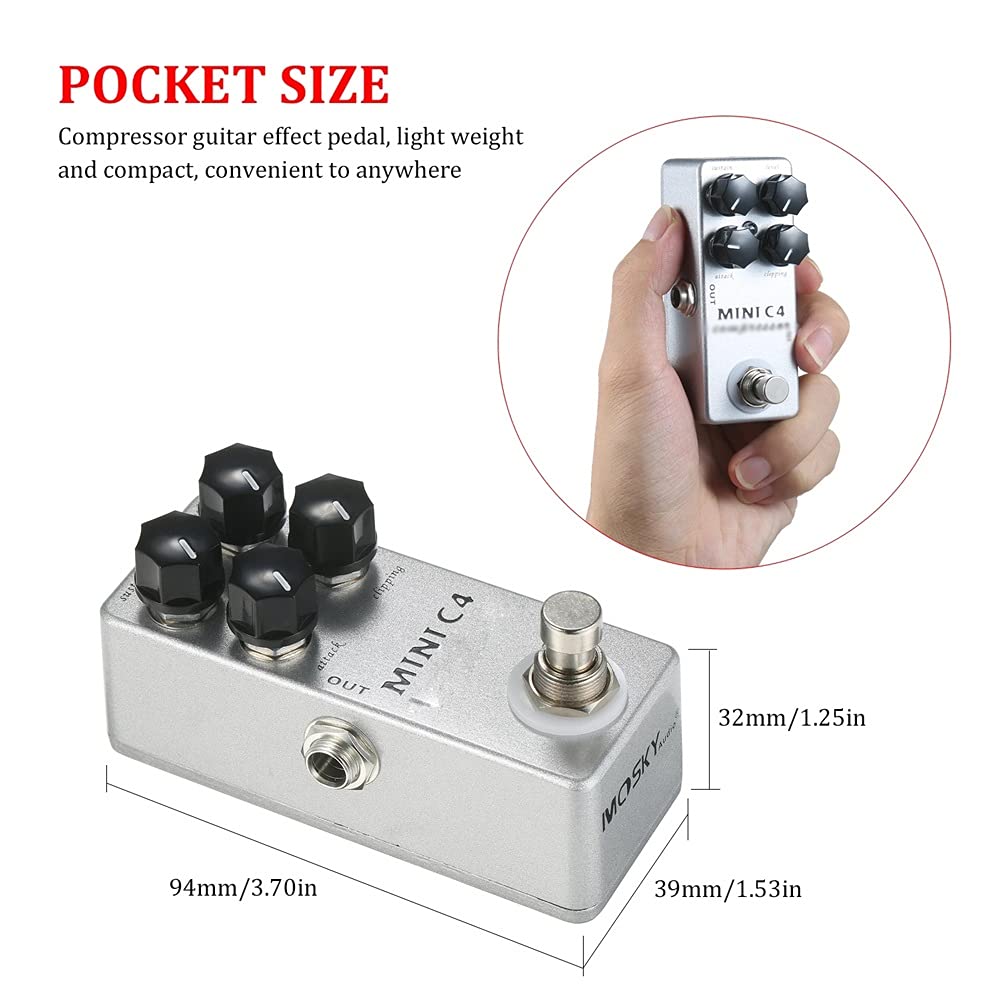 ZYZMH Compressor Guitar Effect Pedal with True Bypass for Electric Guitar Bass Effect Pedal Parts & Accessories