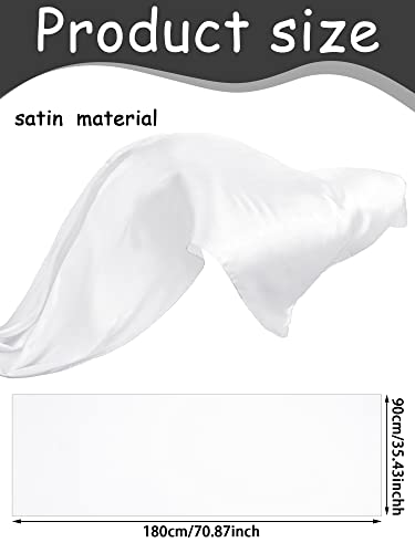 WILLBOND Womens Shawl Chiffon Bridal Evening Soft Wrap Scarf, Chiffon Scarf Ribbon Scarf Satin Scarf for Evening Dresses(L,White)