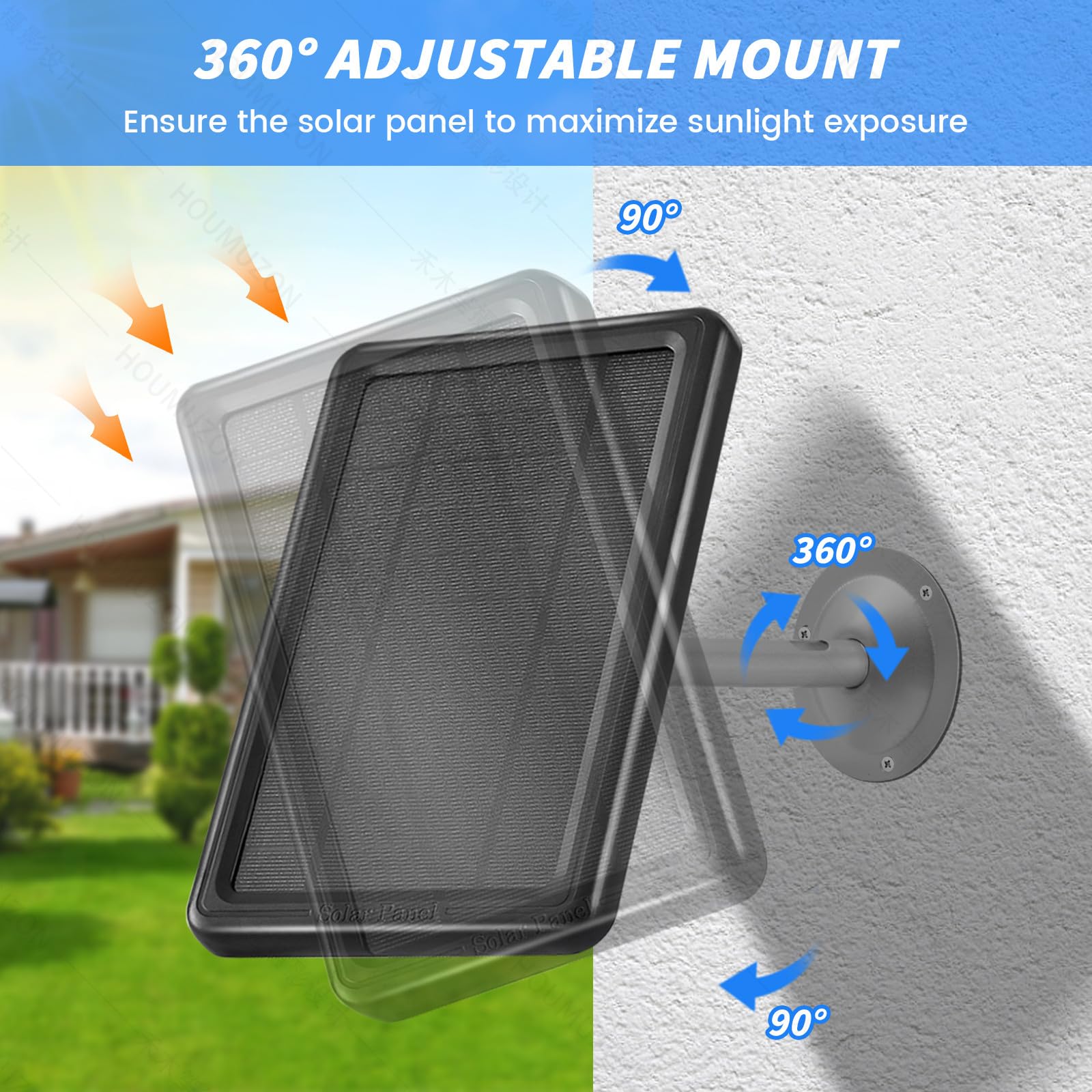 Ring Camera Solar Panels, Solar Panel Charger for Ring Stick Up Cam 2nd & 3rd Gen, Ring Spotlight Cam Battery, 5V 4.5W Output Super Fast Charging (3Pack-Black)