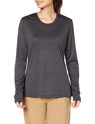 Salomon Women's Standard Agile Long Sleeve Running Tee, Black/Heather/Reflective Charcoal, Large
