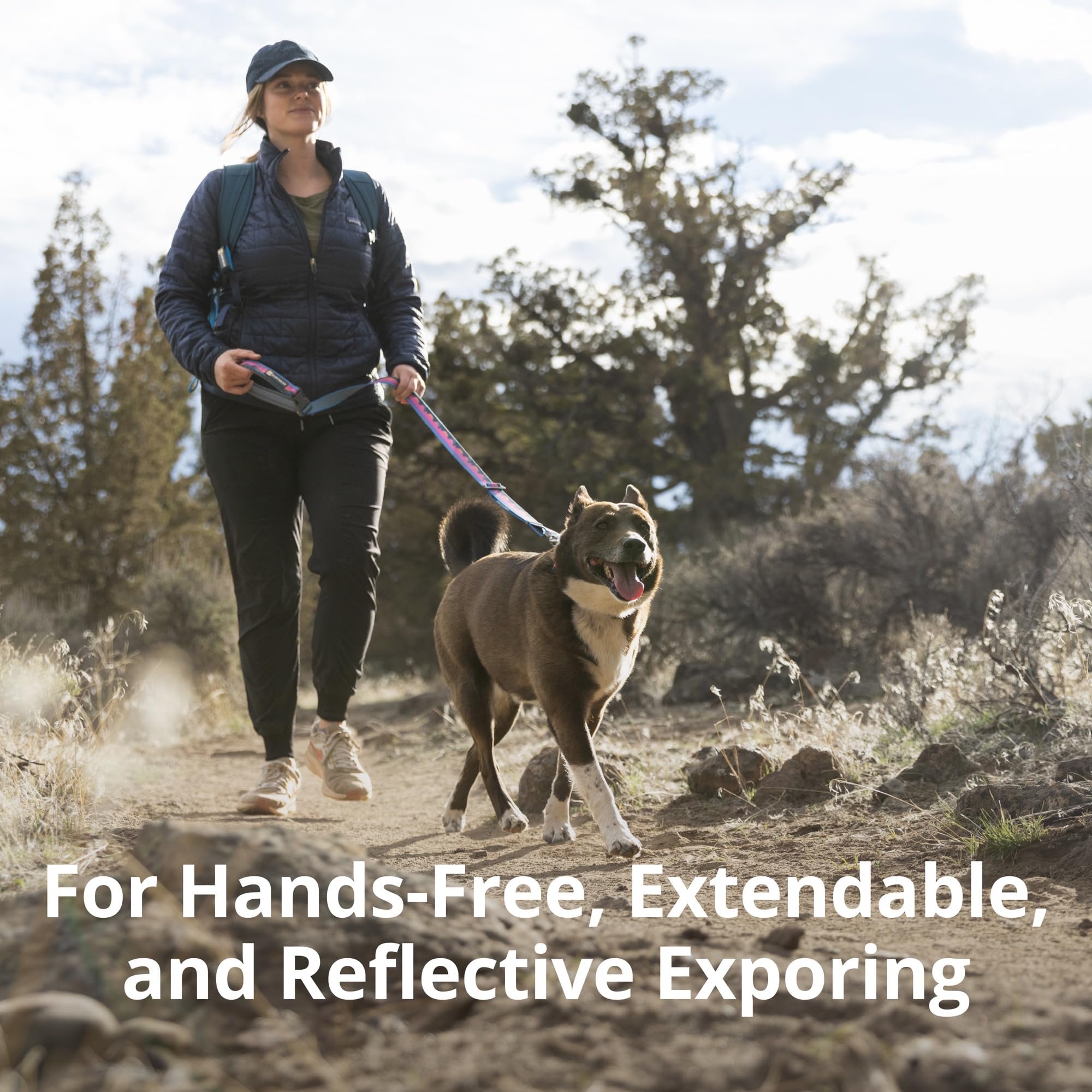 Ruffwear, Crag Ex Leash, Extendable Dog Leash, Hand-Held or Waist-Worn Reflective Lead, Sunset