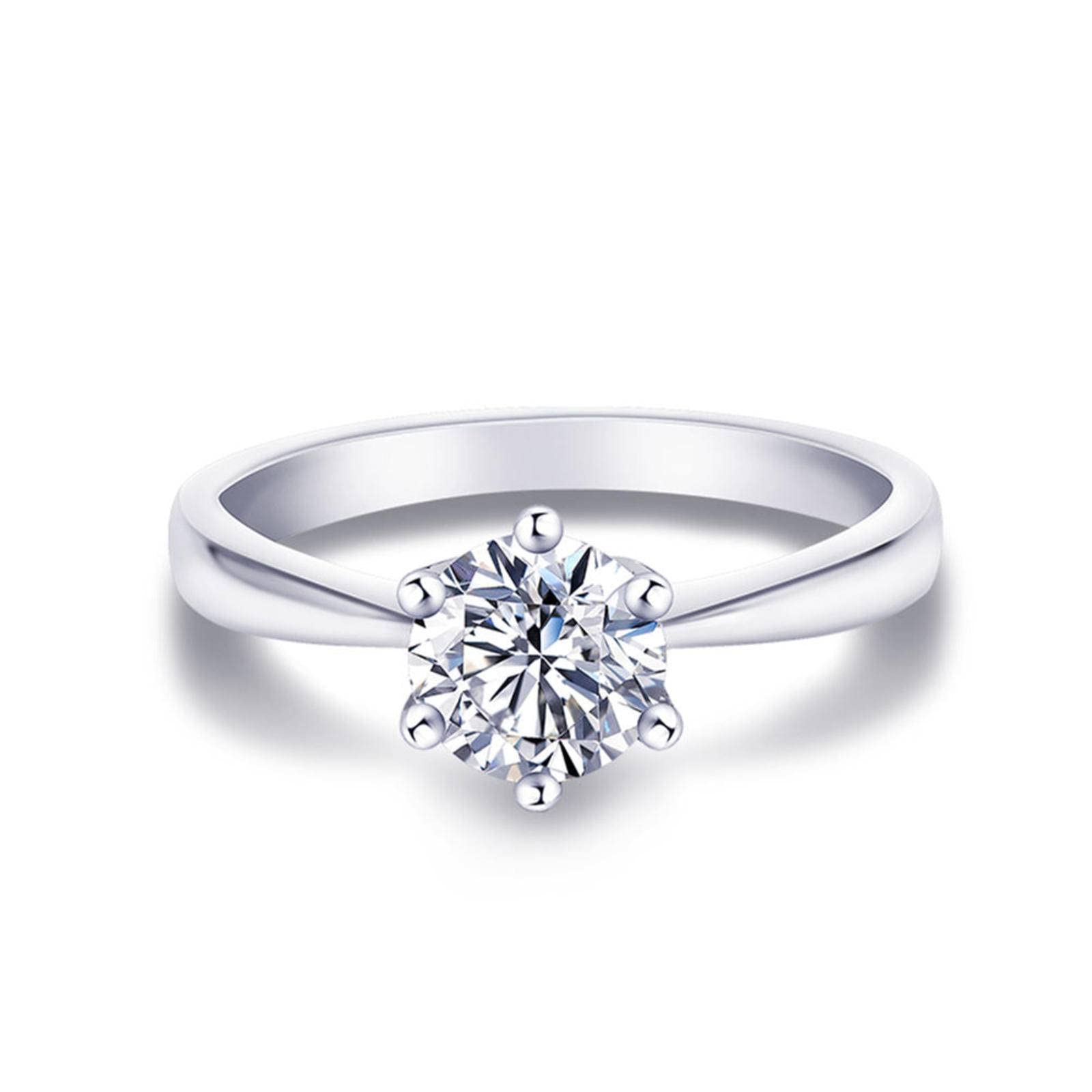 TIANYU GEMS 1.0ct 925 Solid Sterling Silver Engagement Moissanite Ring for Brid Wedding Band (White 0.5CT, 6.5)