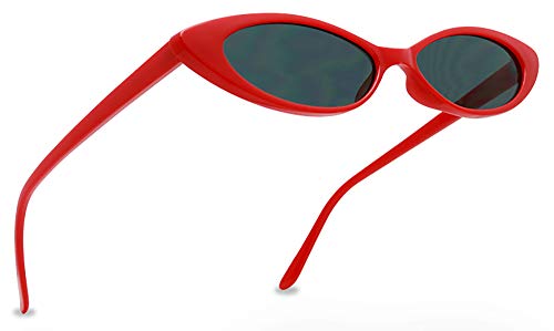 ShadyVEU Slim Small Cateye 90's Hype Fashion Mod Narrow Oval Pointy Clout Thin Sunglasses (Black Frame w/Black Lens)
