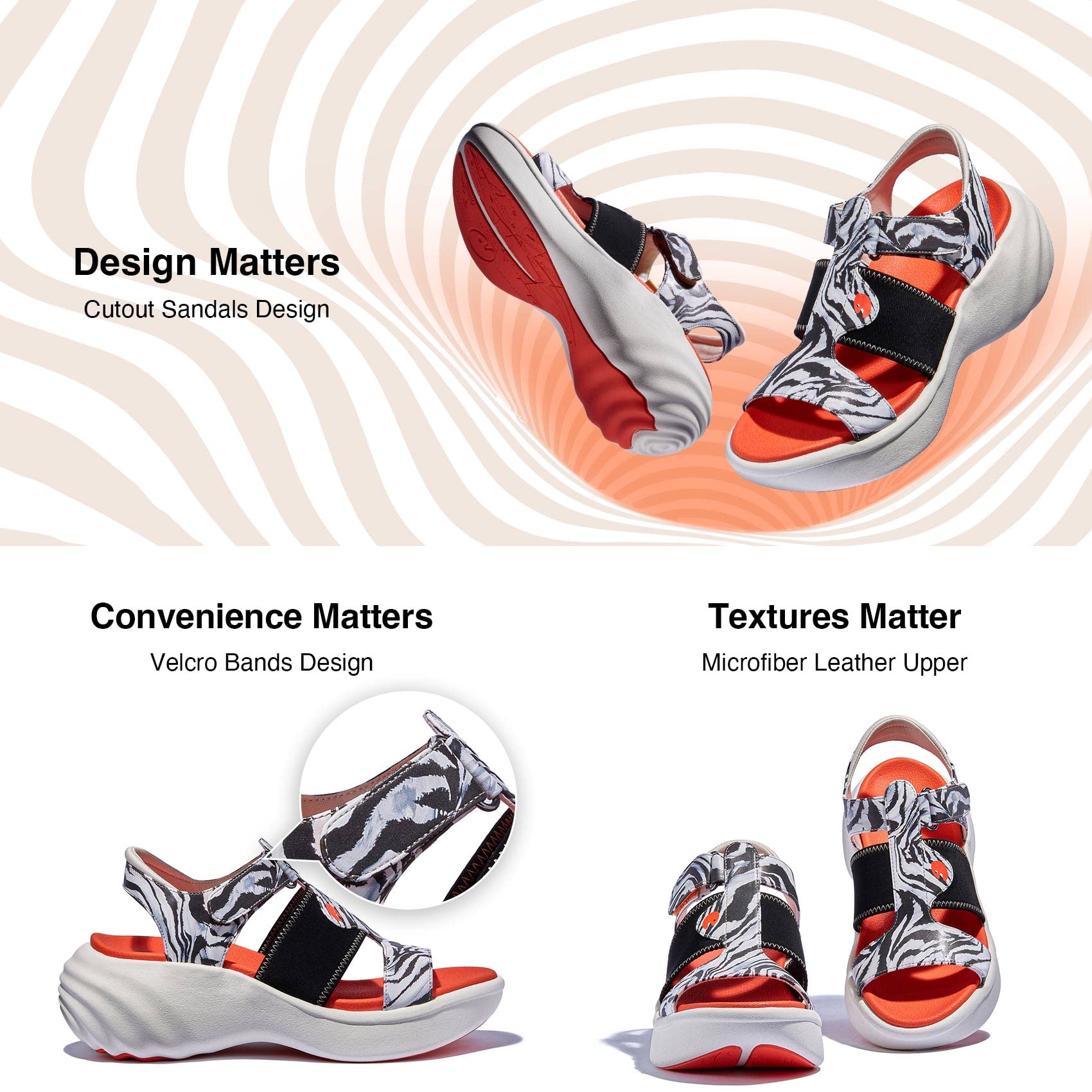 UIN Women's Summer Chunky Platform Wedges Sandals Comfortable Art Travel Shoes Sitges Ⅰ The Wild Stripes (8)