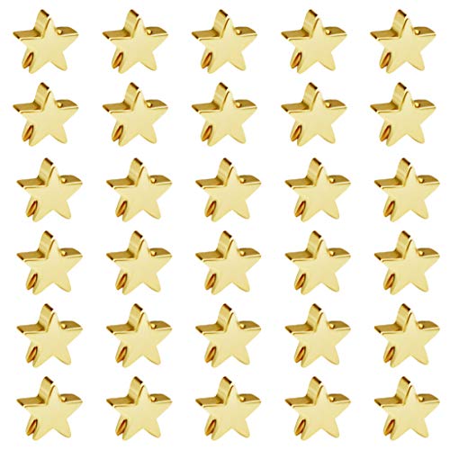 tiggell 50pcs Star Spacer Beads Alloy Charms Pendents Beads for Arts Crafts DIY Bracelet Necklace Earring Jewelry Making Decor (Gold)