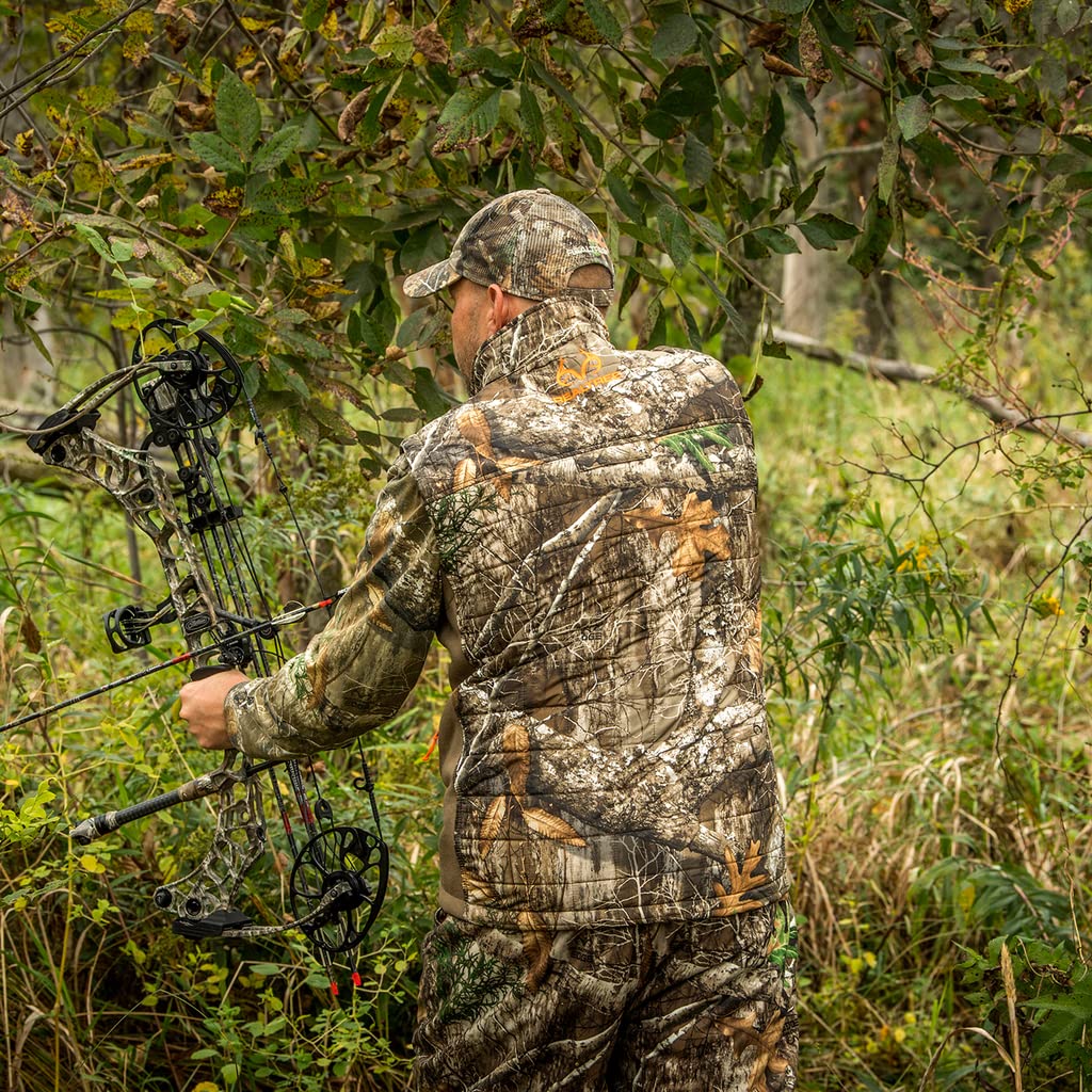 Realtree Men's EDGE and Timber Camo/Orange Reversible Hybrid Puffer Vest (Edge Camo, M)
