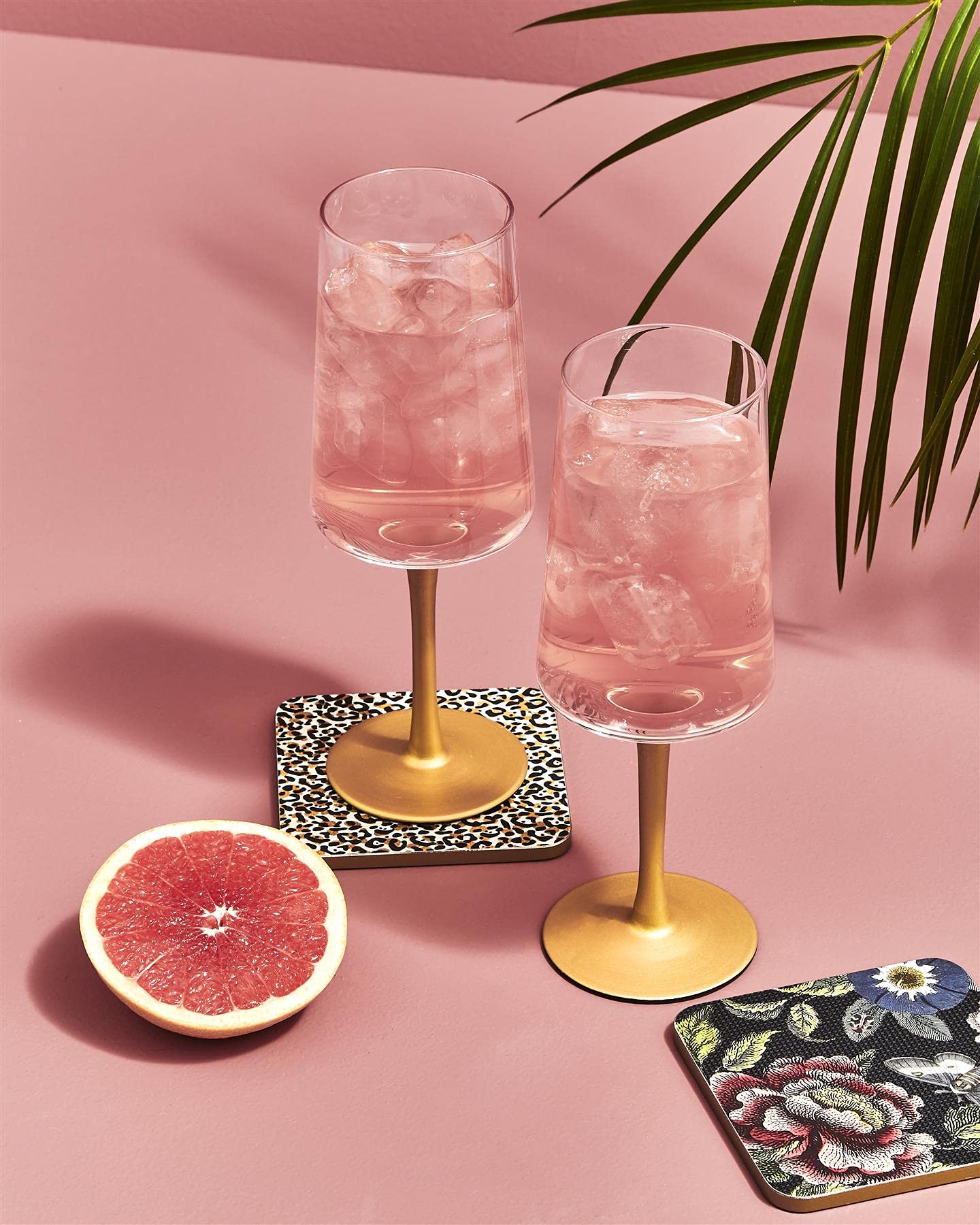 Spode Creatures of Curiosity Collection Gold Stem Wine Glasses Set of 2, Long Stem Rosé, Red and White Wine Glass, 12-Ounce Cup, Glass Stemware with Gift Box