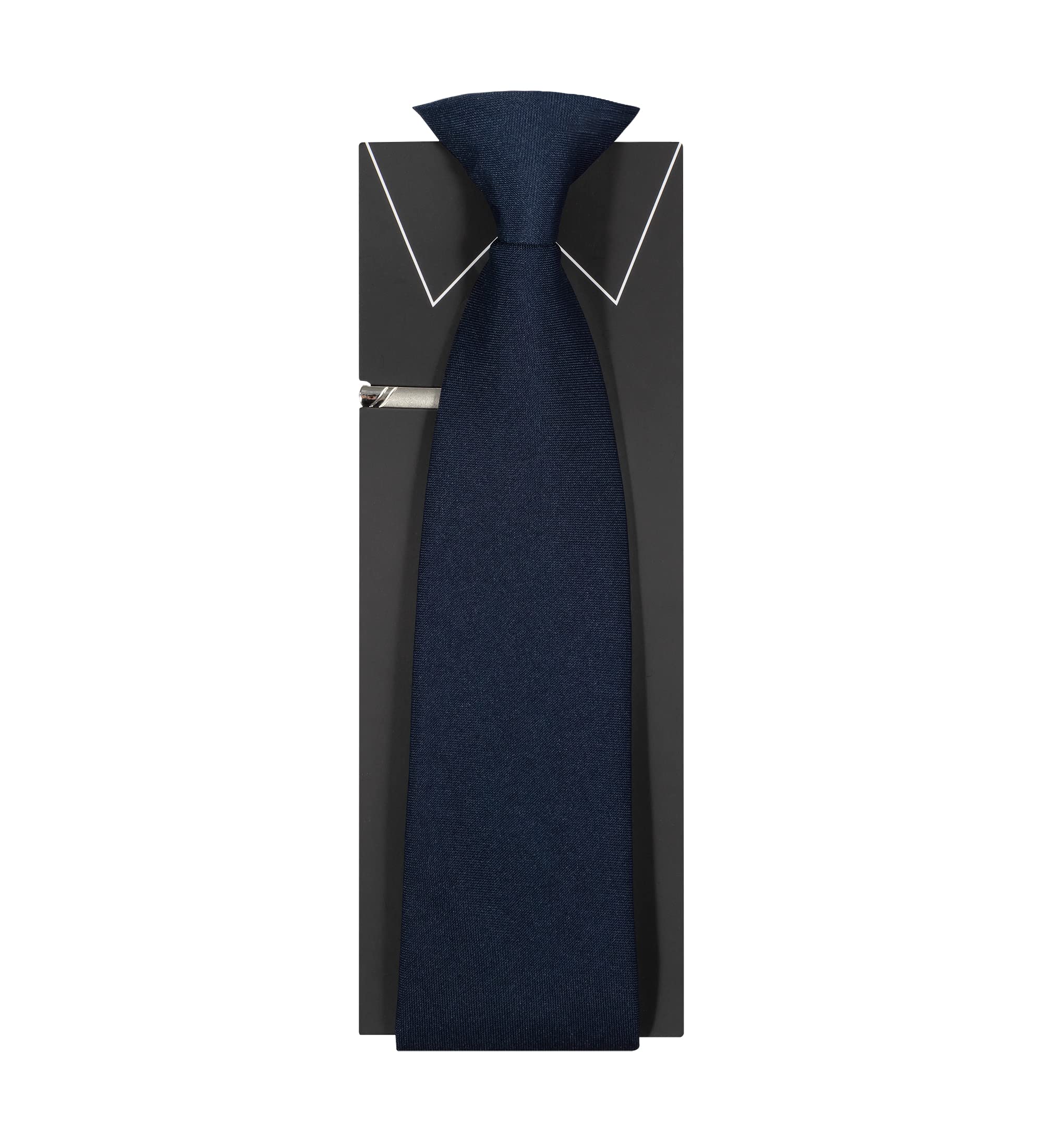 TIE G Clip on Tie for Uniform, Blade 3.30" (8.5 cm), Length 21.25" (54 cm) (Navy, Regular)