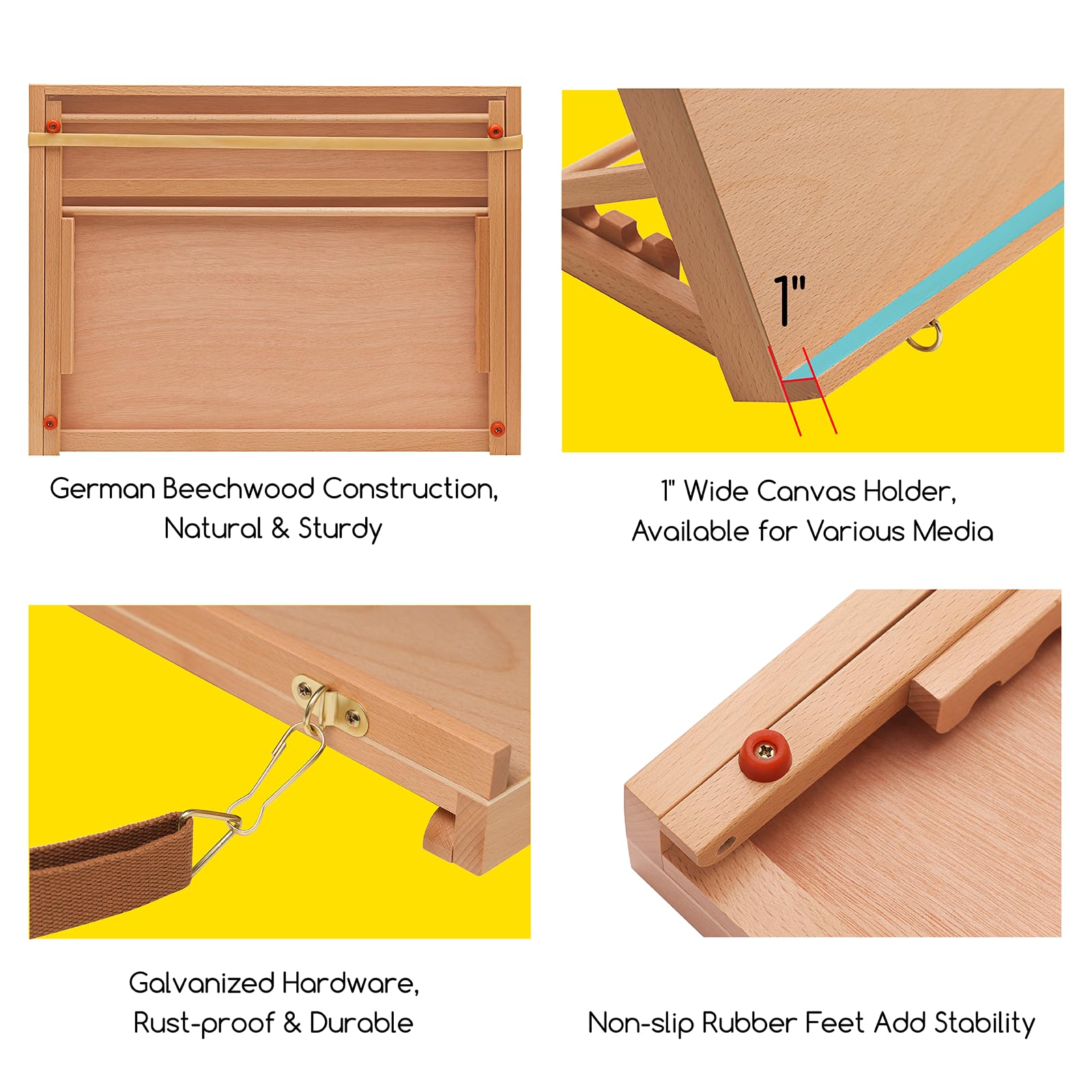 Portable & Adjustable Wood Sketching Board - ATWORTH Wood Desktop Easel Tabletop Easel, 18½" x 14¼"