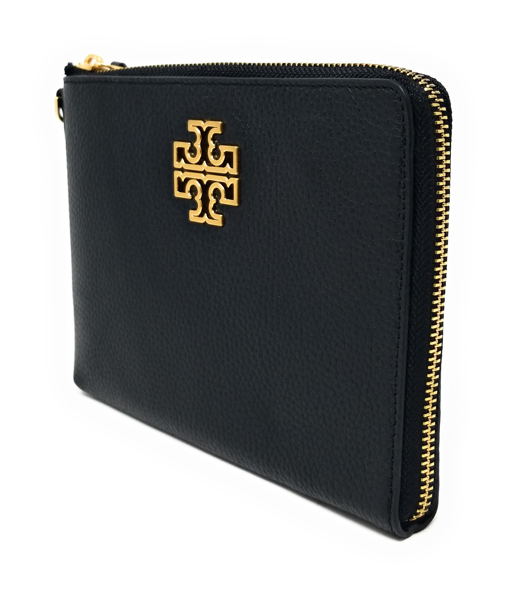 Tory Burch Wristlet Britten Large Zip Pouch (Black)