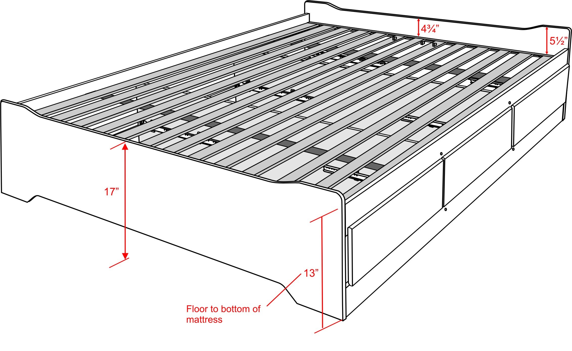 Prepac Mate's Queen 6-Drawer Minimalist Platform Storage Bed, Contemporary Queen Bed with Drawers 81.5" D x 63" W x 18.5" H, Black, BBQ-6200-3KV