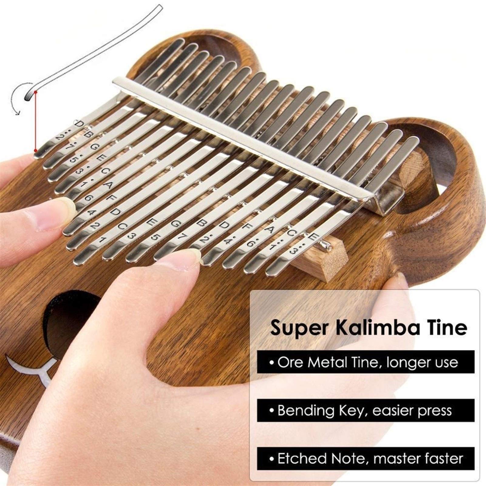 SLFDXDP Thumb Piano 17-Key Kalimba Thumb Piano Solid Walnut Kit with Drum Kit Tuning Hammer Brochure Full Set of Accessories Portable (Color : 1)