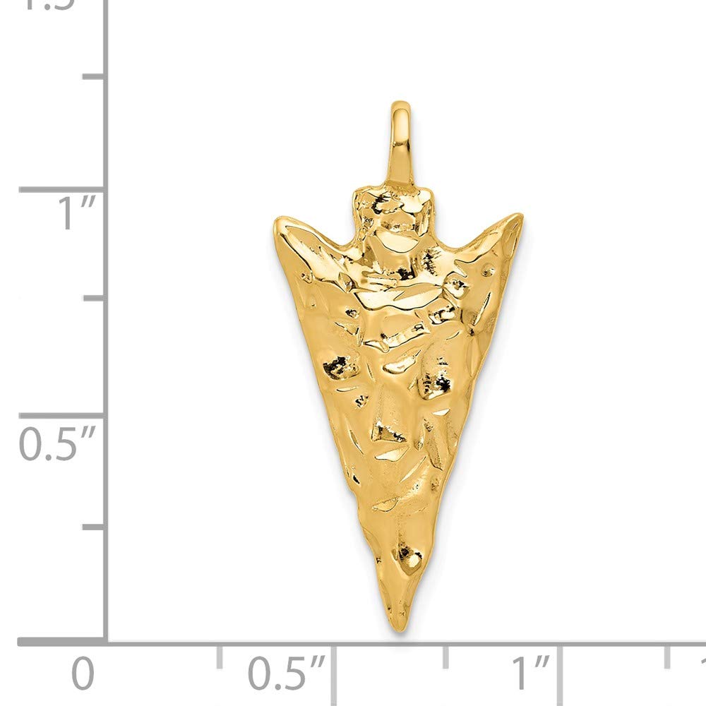 Solid 14k Yellow Gold Arrow Head Charm Pendant - 31mm x 14mm