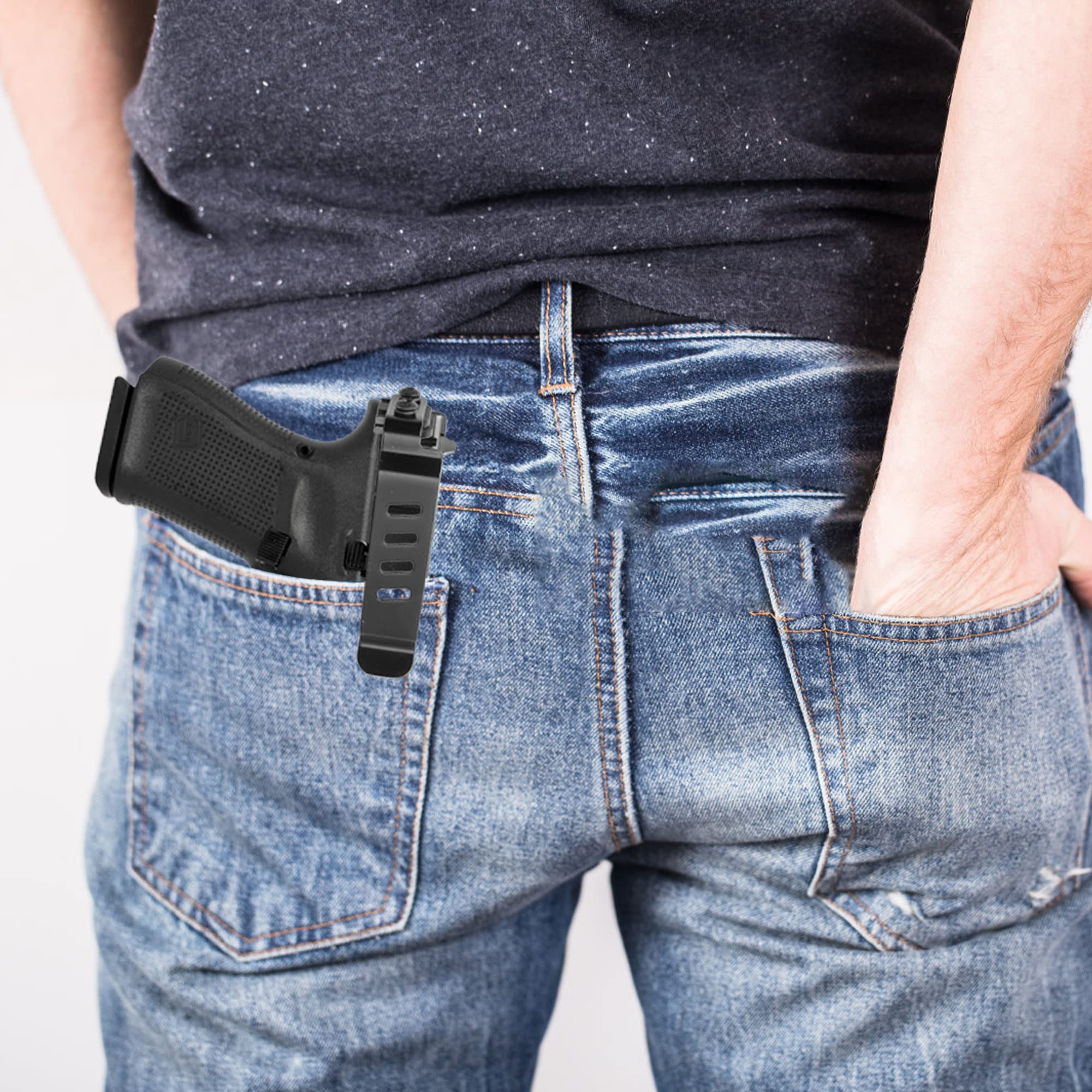 RTMGOB Gun Belt Clip, Low Profile Slim Concealed Carry Easy Install Holster Clip for Glock Gen 1-4 Models 17, 19, 22, 23, 24, 25, 26, 27, 28, 30S, 31, 32, 33, 34, 35, 36 and 41