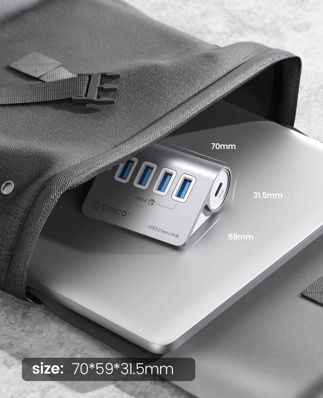 ORICO 4 Port USB 3.0 Unibody Aluminum Portable Data Hub with 3.3ft Extension Cable for MacBook Pro/Mini, iMac, XPS, Surface Pro, Notebook PC, USB Flash Drives, Mobile HDD - Space Gray