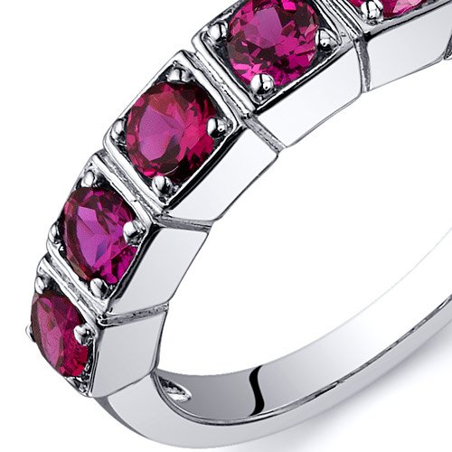 PEORA Created Ruby Band Ring Sterling Silver 1.75 Carats Size 9