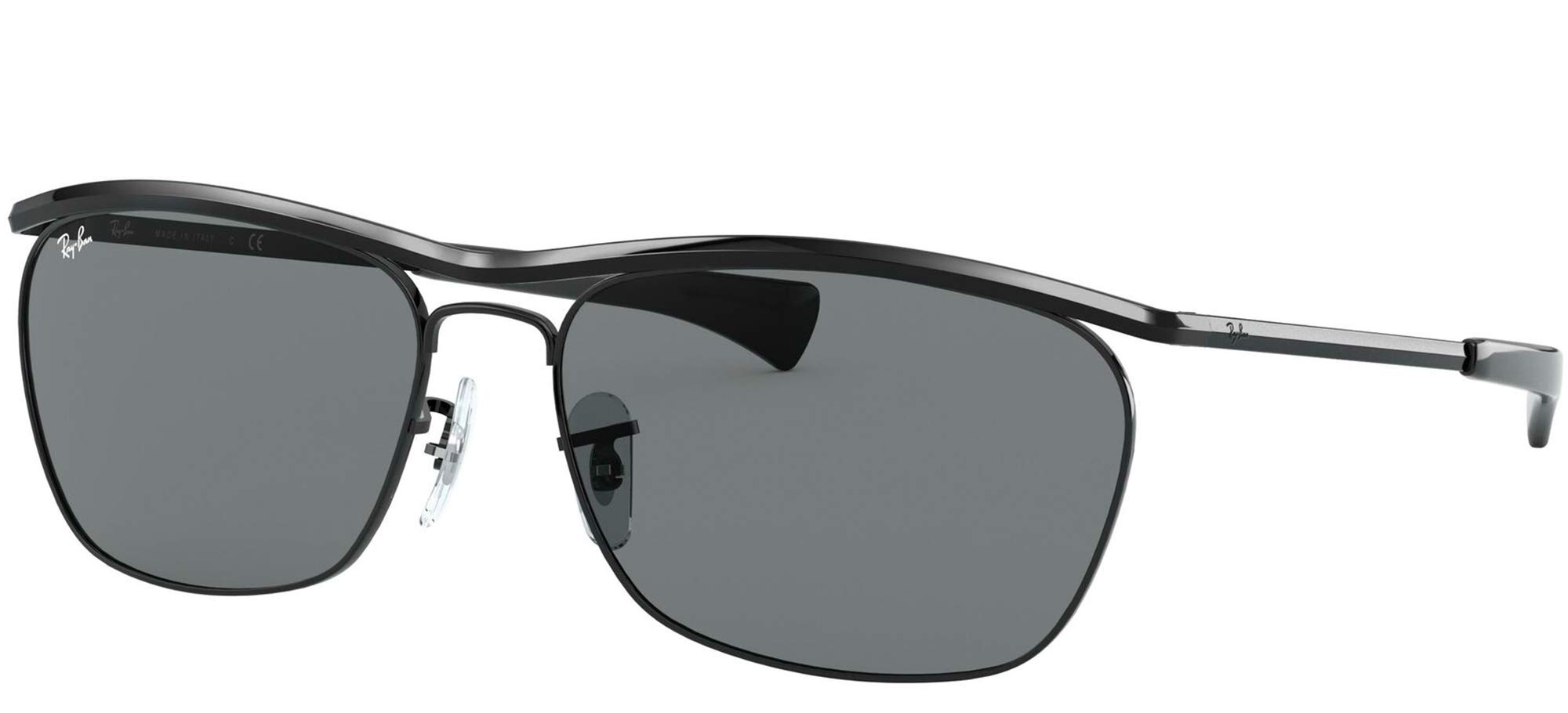 Ray-Ban RB3619 Olympian II Deluxe Rectangular Sunglasses, Rose Gold/B-15 Brown, 60 mm