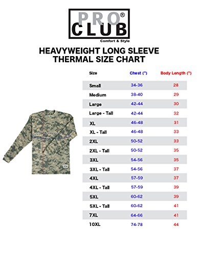 Pro Club Men's Heavyweight Cotton Long Sleeve Thermal Top, Large, Black
