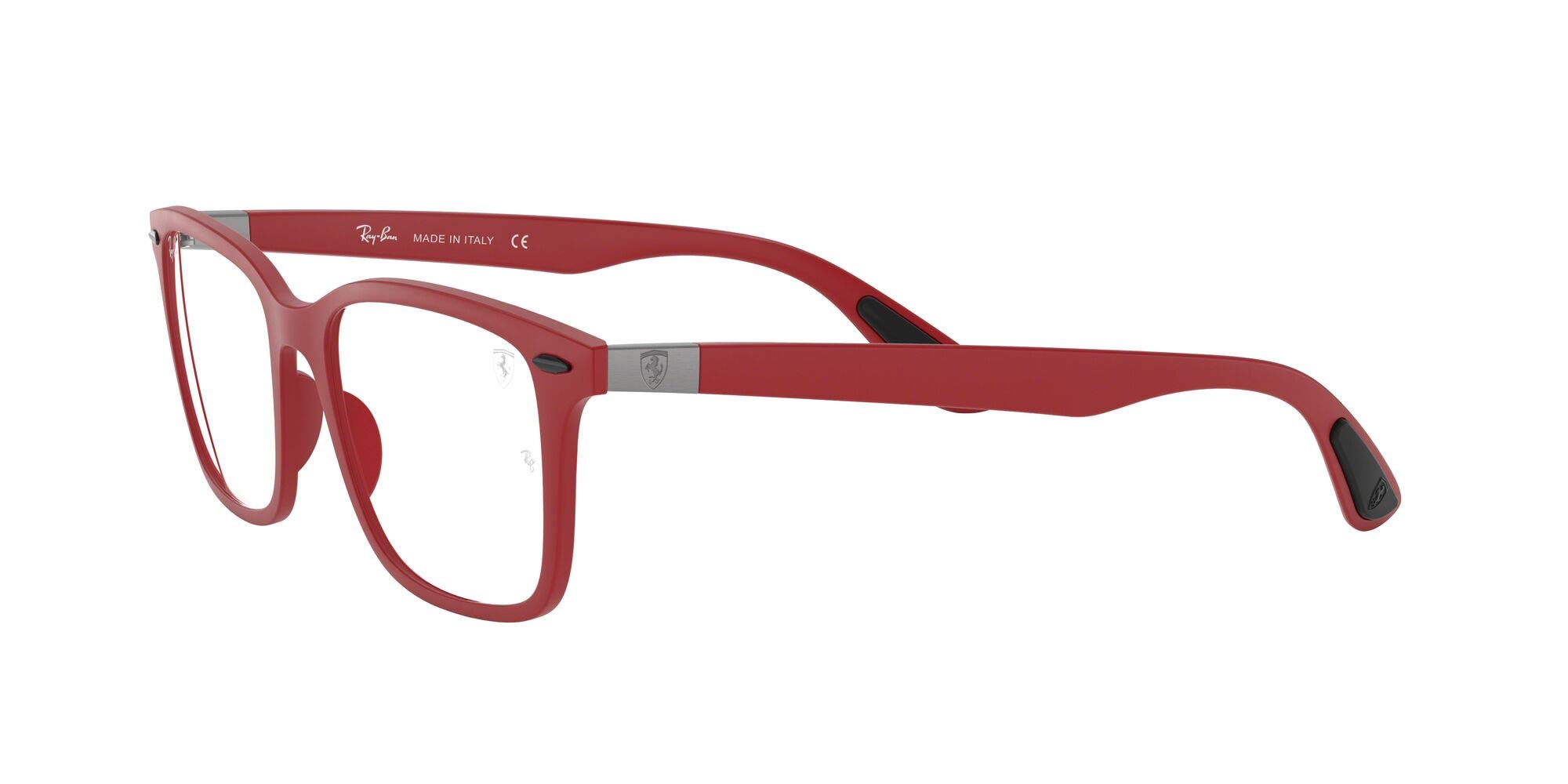 Ray-Ban RX7144M Scuderia Ferrari Collection Square Prescription Eyeglass Frames, Matte Red/Demo Lens, 53 mm