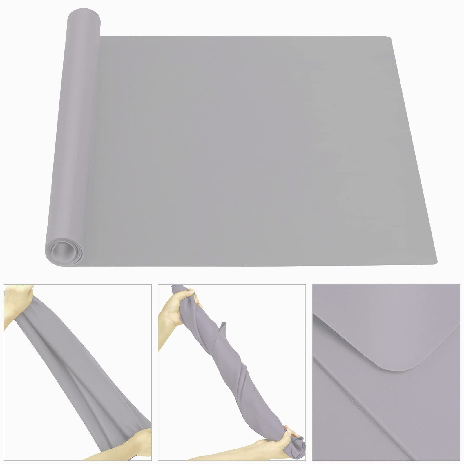Tsshmhwl 27.6" x 19.8" Large Silicone Kitchen Counter Mat, Placemat Non-Slip Heat Resistant Mat, Air fryer,Oven Microwave, Cutting Board, Coffee Maker, 1MM Thick Countertop Protector (grey)…