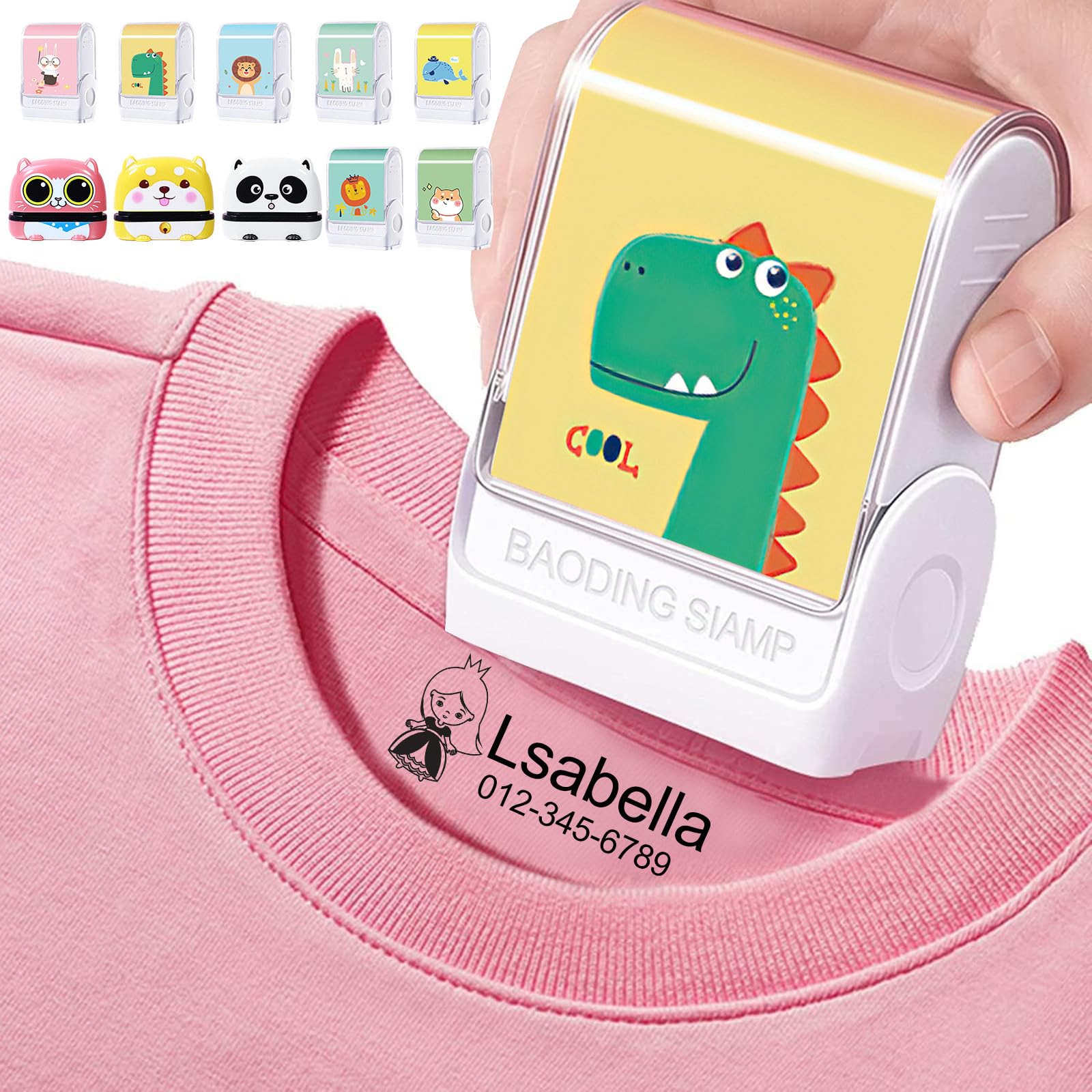 Personalized Custom Name Stamp For Clothing Kids Waterproof, Kiddostamp - Customized Clothing Name Stamp Labels for Kids Stuff School Supplies, Kiddo Space Child Name Stamp for Kids Clothes(White ink)