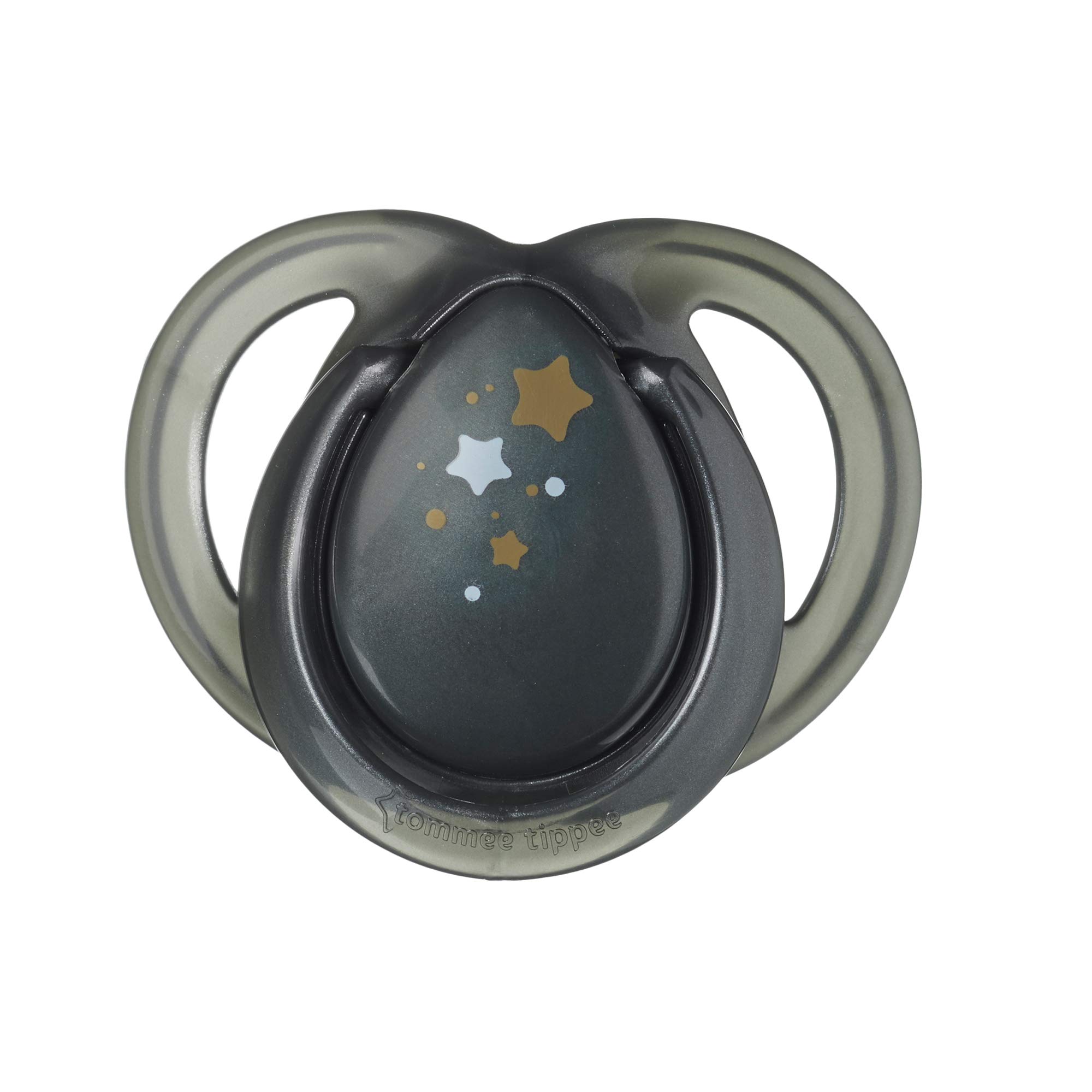 Tommee Tippee Night Time Glow in The Dark Pacifiers, Symmetrical Design, BPA-Free Silicone Binkies, 0-6m, 2-Count, Midnight Skies