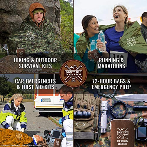 World’s Toughest Emergency Blankets [4-Pack] Extra-Thick Thermal Mylar Foil Space Blanket | Waterproof Ultralight Outdoor Survival Gear For Hiking, Camping, Running, Emergency, First Aid Kits [Camo]
