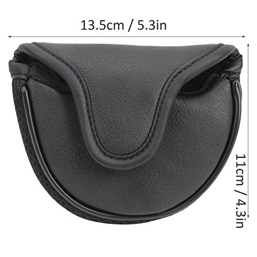 Tiiyee Golf Putter Protection Covers, Mallet Putter Head Covers Putter Protection Headcover Bag Guard Semicircle PU Leather Guard Waterproof Accessory Mid Mallet Club Protector(Black)