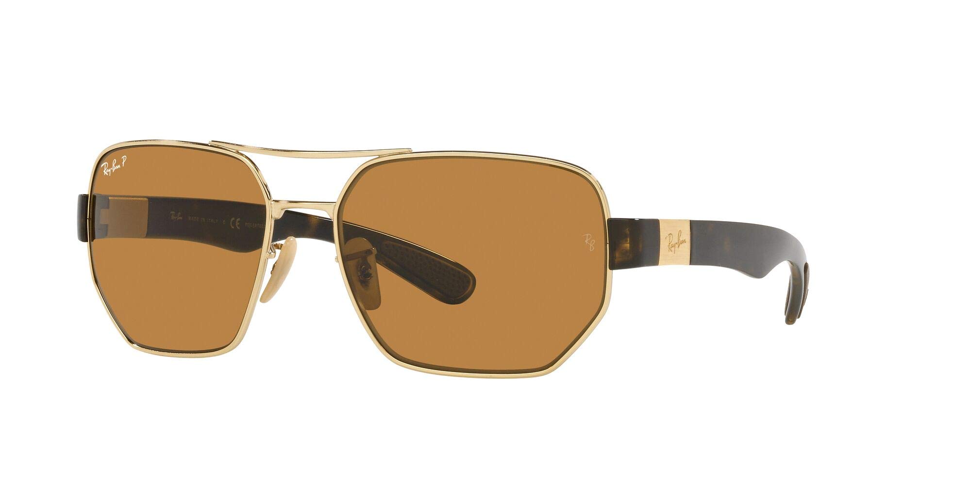 Ray-Ban RB3672 Rectangular Sunglasses, Black/Dark Blue, 60 mm