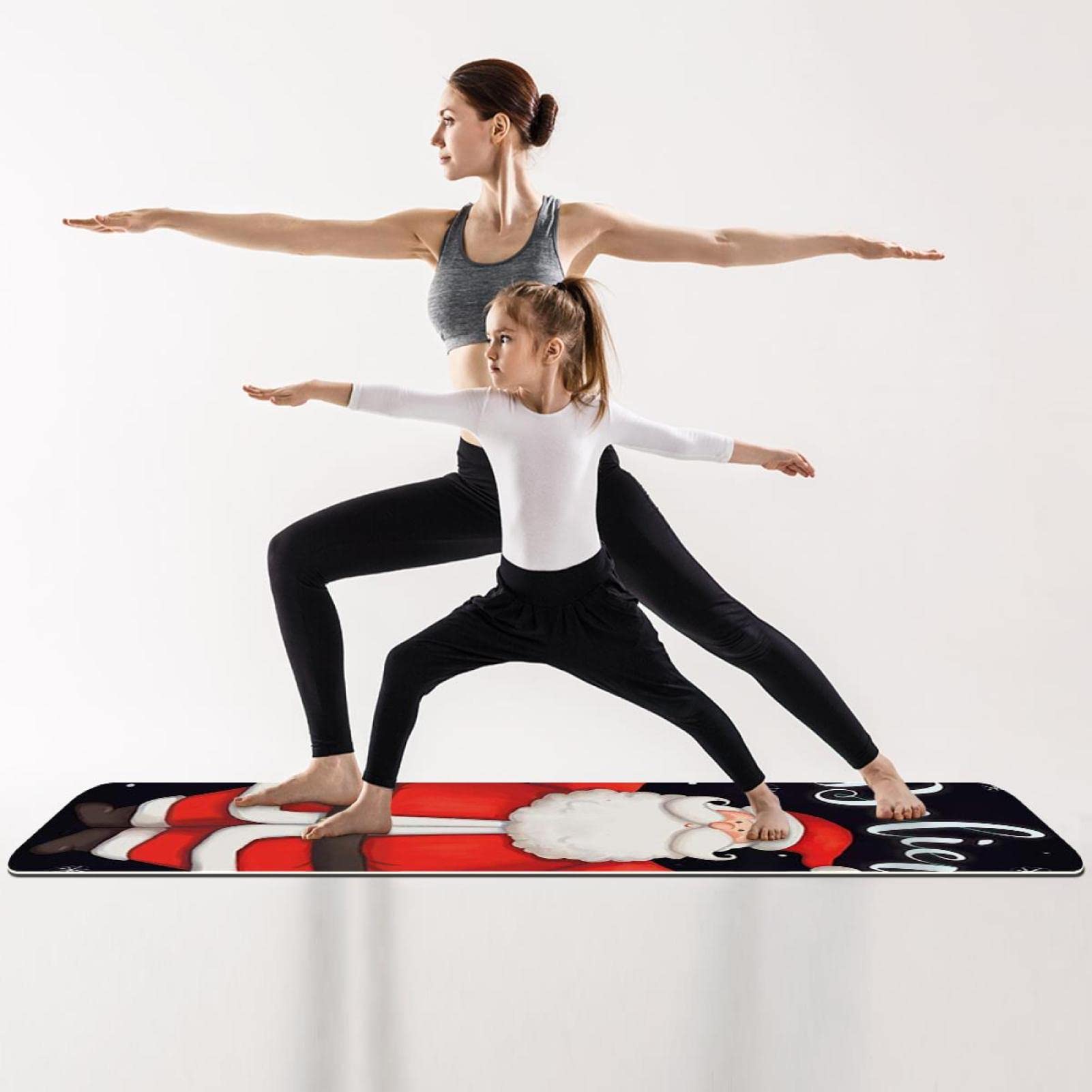 Yoga Mat, Yoga Mats for Home Workout, Workout Mat, Exercise Mats, Pilates Mat, Red Santa Claus pattern