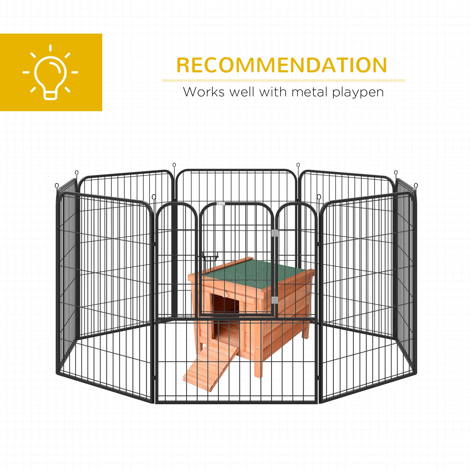 PawHut Small Wooden Rabbit Hutch Bunny Cage Guinea Pig Cage Duck House Dog House with Openable & Waterproof Roof, Natural