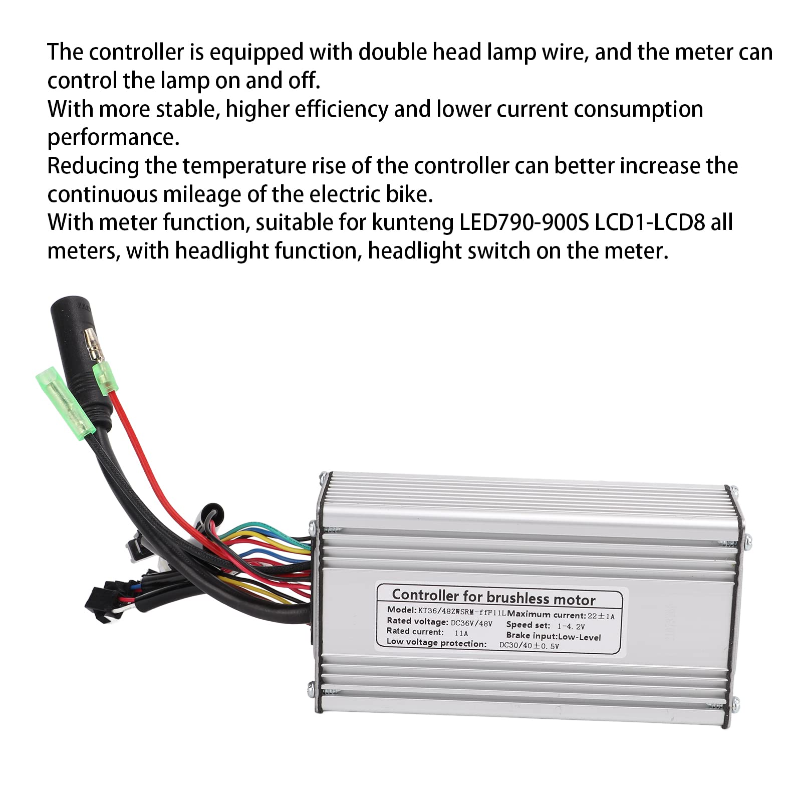 VBESTLIFE 22A 36V 48V Electric Controller, Electric Bike Controller Upgrade Part for Kunteng LED790‑900S LCD1‑LCD8 All Meters