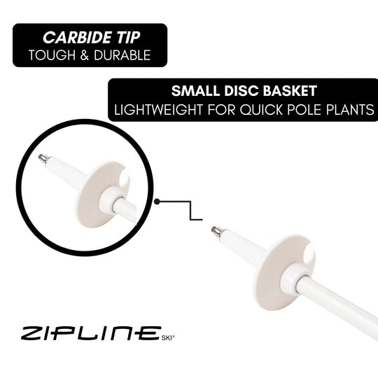 Ski Poles Graphite Carbon Composite - Zipline Podium 14.0 K - U.S. Ski Team Official Supplier (White Carbon, 44" in./112 cm)