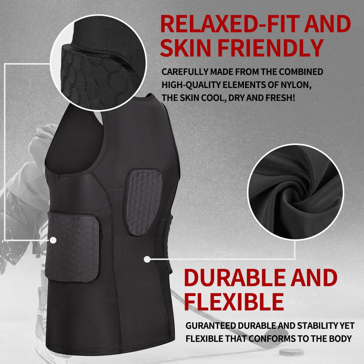 TUOYR Padded Compression Shirt Chest Protector Undershirt for Football Soccer Paintball Shirt