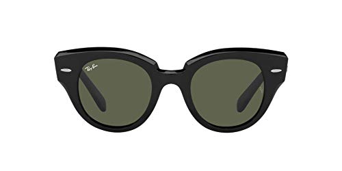 Ray-Ban Women's RB2192 Roundabout Round Sunglasses, Black/Green, 47 mm