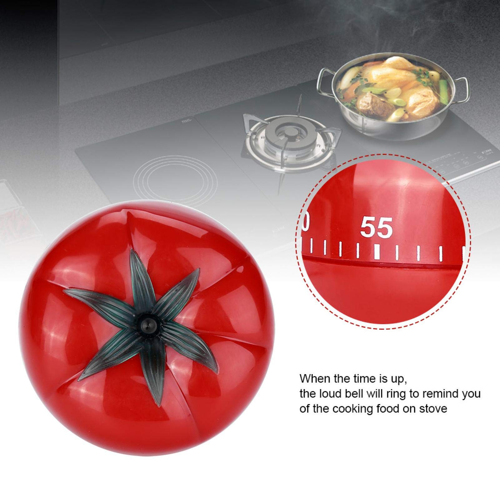 Tomato Shaped Mechanical 60 Minutes Countdown Timer Kitchen Cooking & Baking Helper Count Up Down Magnetic Timer Clock with Alarm Fast Setting(6.3x4.5cm)