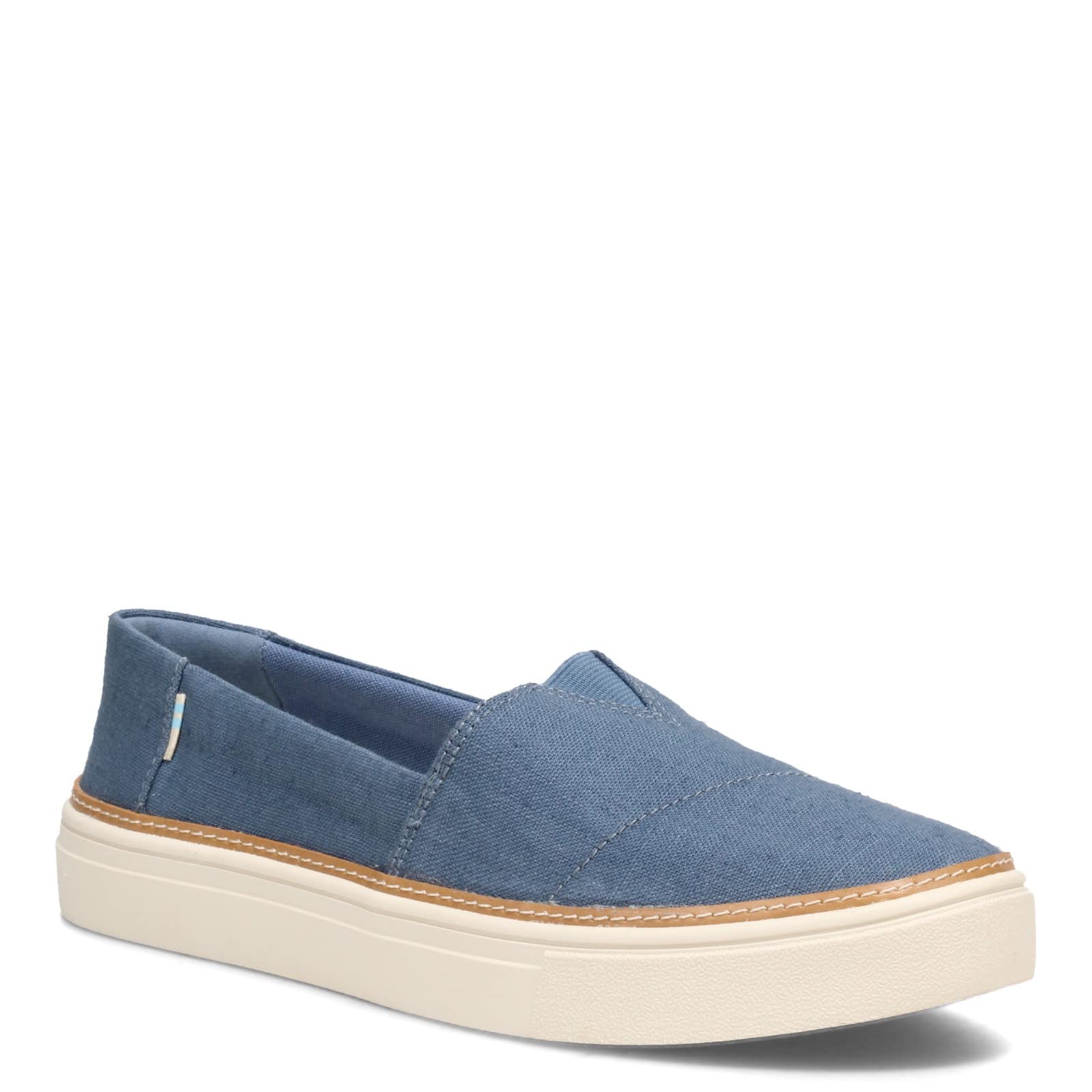TOMS Women's Parker Linen Slip On Sneaker Slate Blue Textured Linen