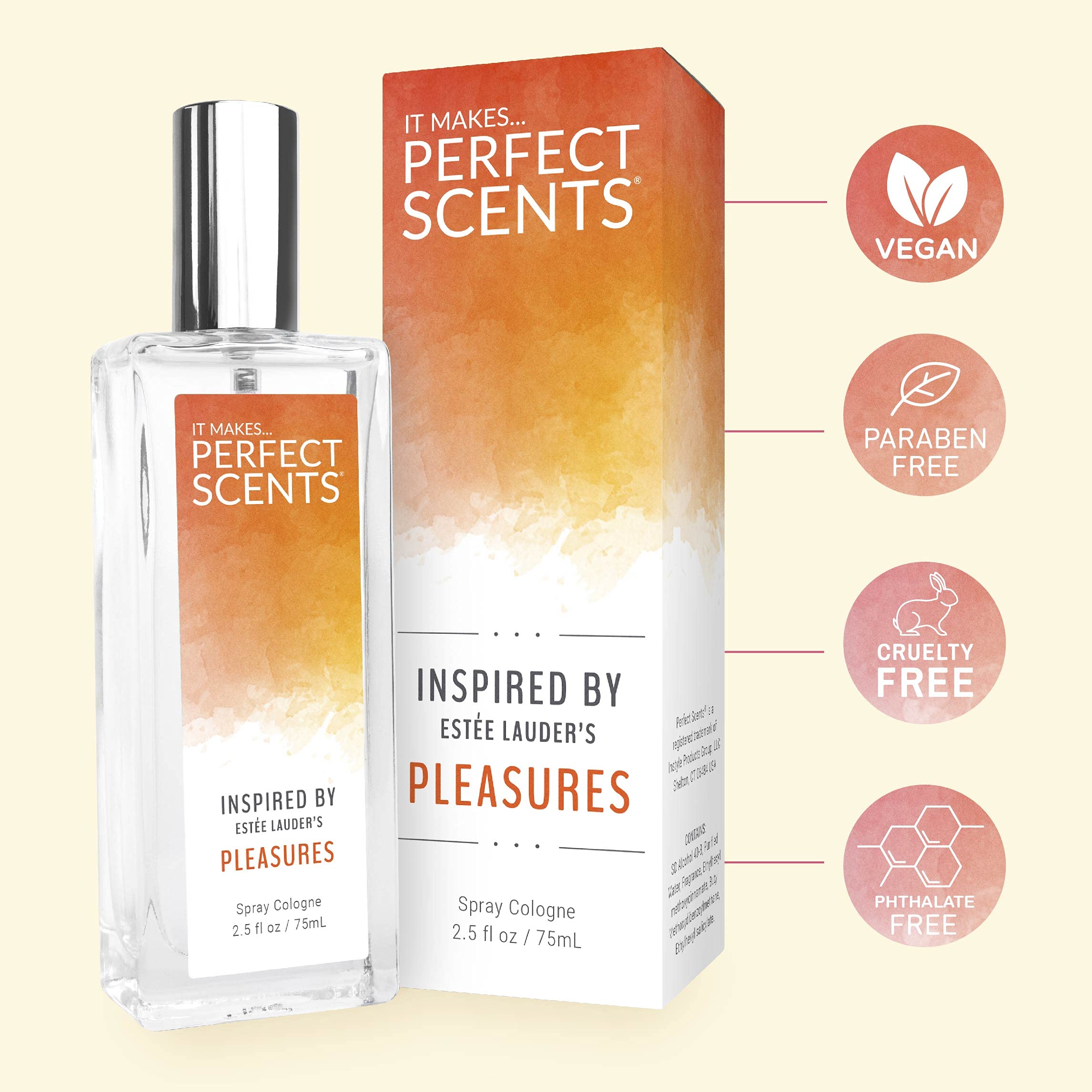 Perfect Scents Fragrances | Inspired by Estee Lauder's Pleasures | Women’s Eau de Toilette | Vegan, Paraben Free, Phthalate Free | Never Tested on Animals | 2.5 Fluid Ounces