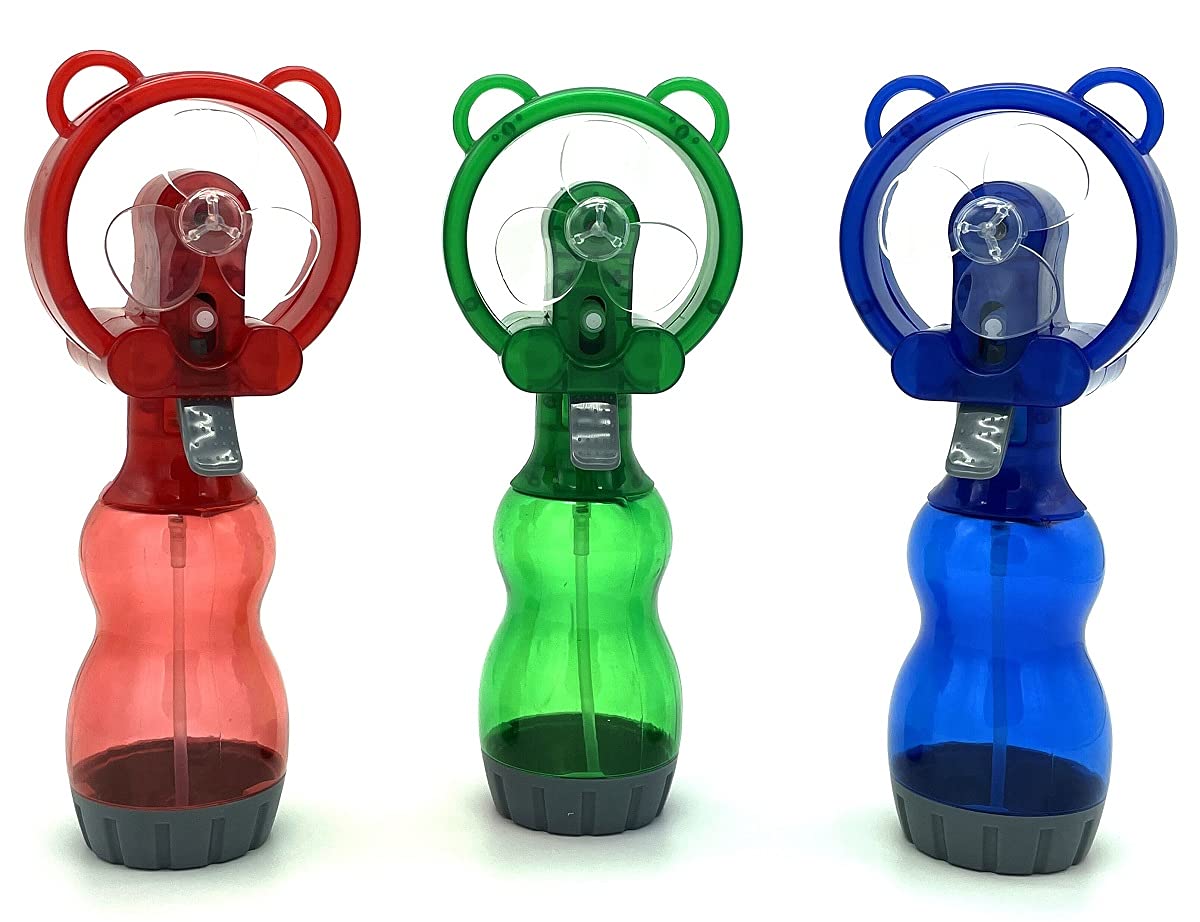 SEITG Water Misting Fan Portable Handheld Outdoor Carabiner Mini Fans Hand Atomizer for Summer Beach, Travel, Camping, BBQ and More Outdoor Activities (3 Piece Set)