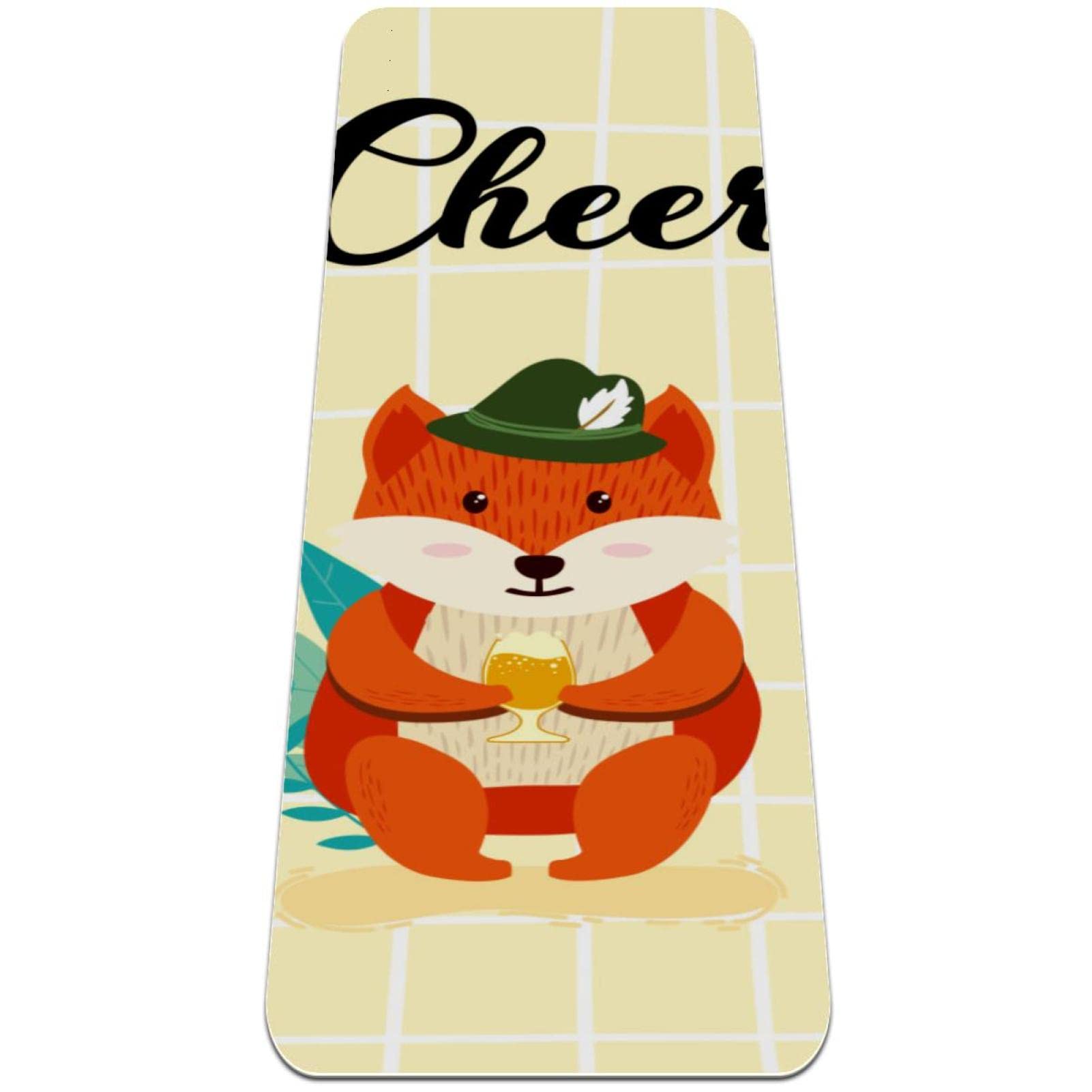 Yoga Mat, Yoga Mats for Home Workout, Workout Mat, Exercise Mats, Pilates Mat, Cute Fox Cheers