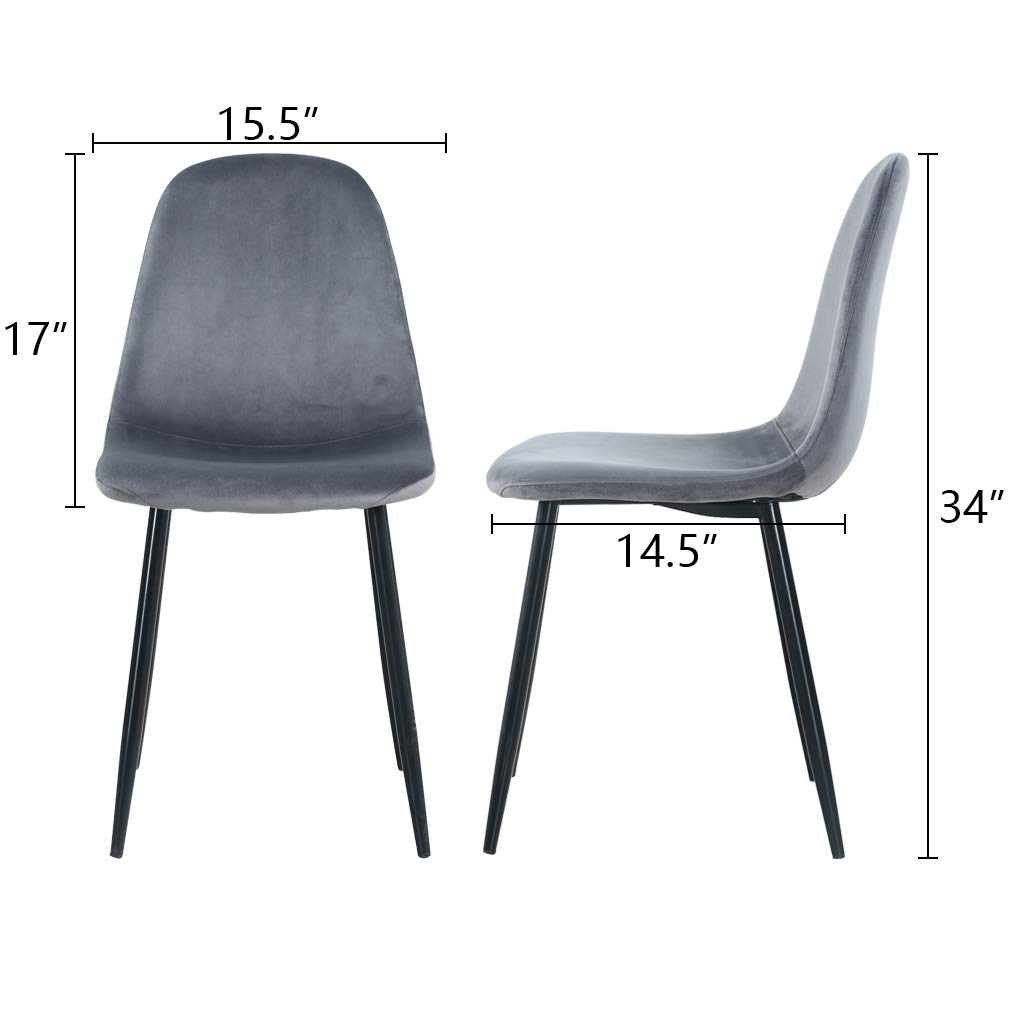 WENYU Dining Chairs Set of 4, Modern Side Chairs Mid Century Dining Room Chairs Set Fabric Retro Accent Chairs for Home - Deep Grey