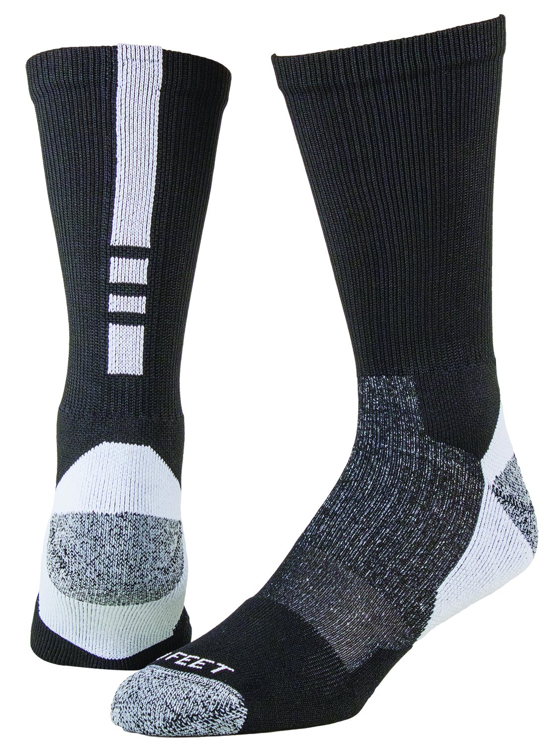 Pro Feet Men's Shooter 2.0 Team Socks, Black/White, X-Large