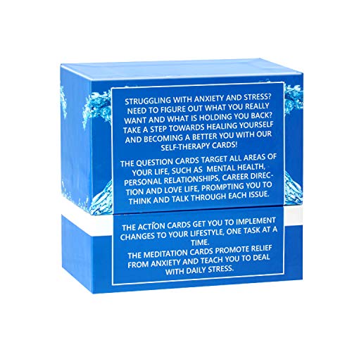 SELF THERAPY CARDS β Relaxing gift! Handy, easy to use anxiety relief cards! 115 Questions in a box, along with suggested actions and meditations. Self reflection cards, mindfulness tool