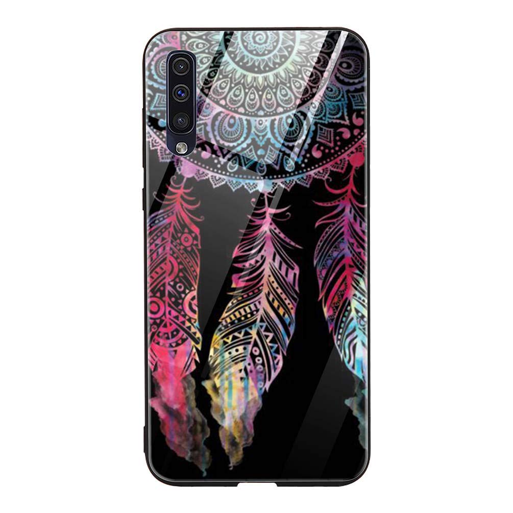 Phone Case for Samsung Galaxy A40 Cover,Tempered Glass Back Cover Soft Silicone Anti Scratch Bumper Design LB-3 Dream Catcher Watercolor Dreamcatcher Protective Case