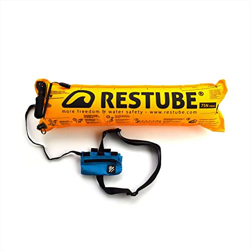 Restube Extreme Wild Swimming Safety Buoy for Use in Rough Conditions – Open Water Buoyancy Aid for Swimmers, Surfers & Lifeguards – One-Pull Inflatable Mechanism with Whistle